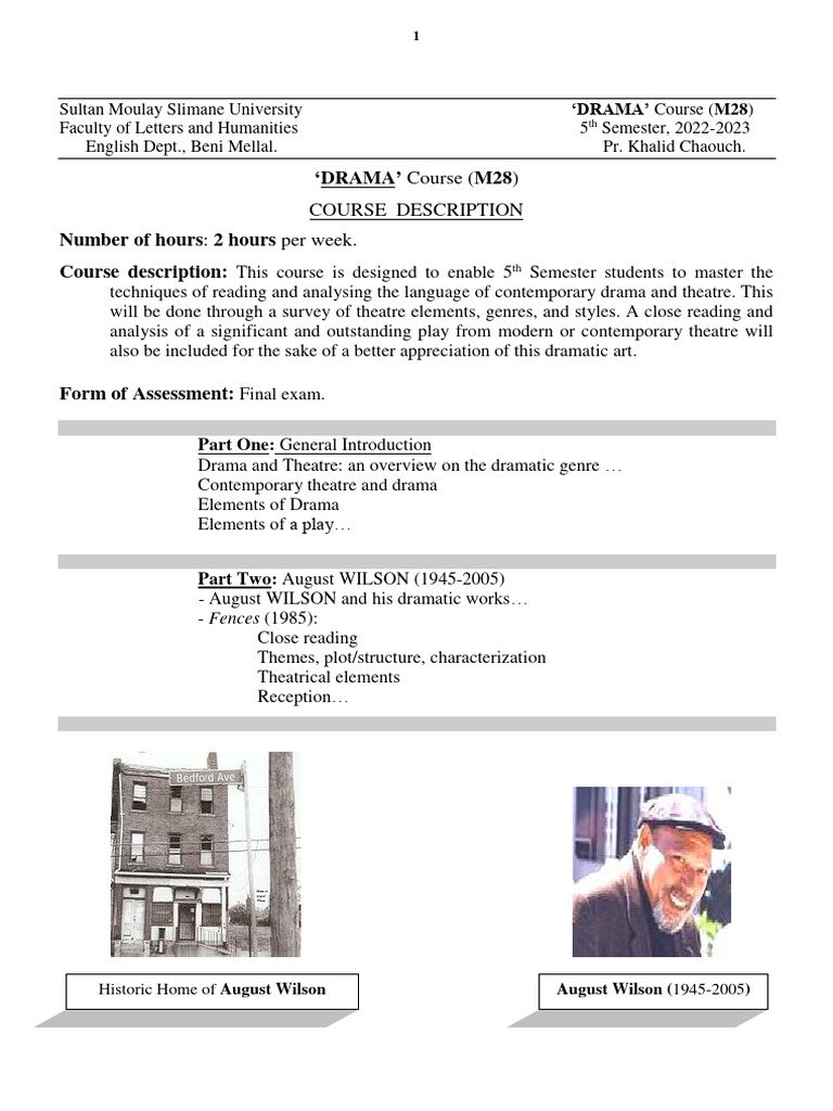 Drama Course for 5th Semester Students | PDF | Plot (Narrative) | Theatre