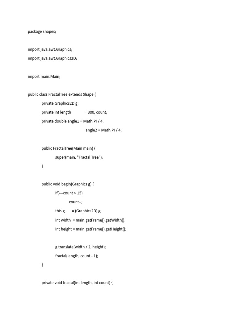 Codigo Java Arbol Fractal | PDF Codigo Java Arbol Fractal | PDF