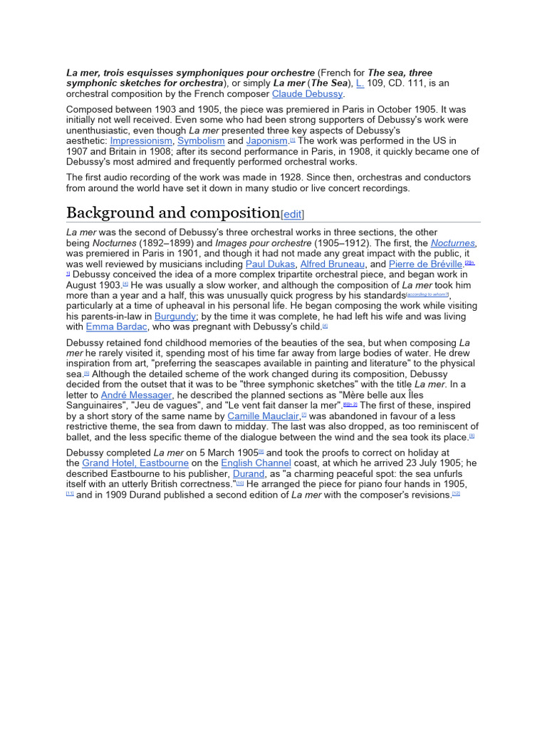 Debussy La Mer | PDF