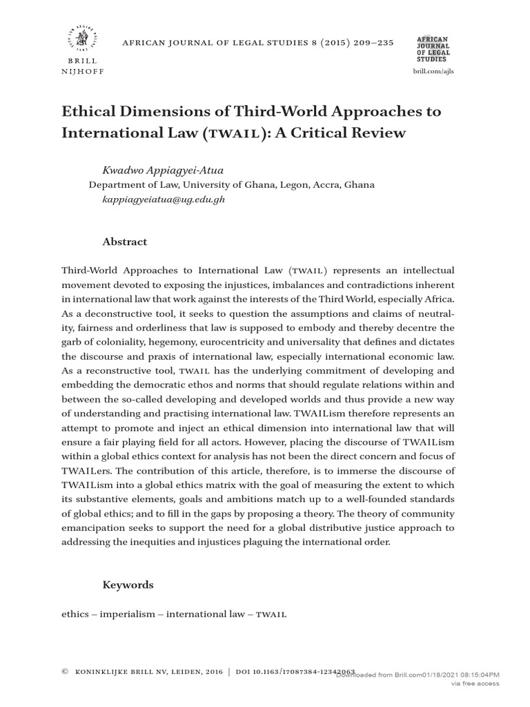K. Appiagyei-Atua, Ethical Dimensions of Third-World Approaches To ...