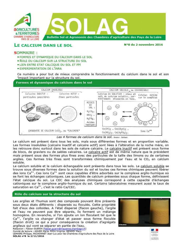 SOLAG Calcium Dans Sol | PDF