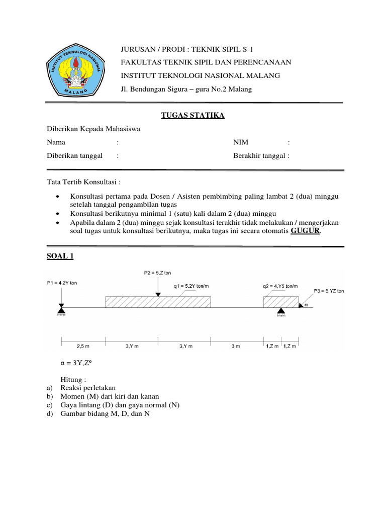 Soal Tugas Besar Statika 2023 | PDF