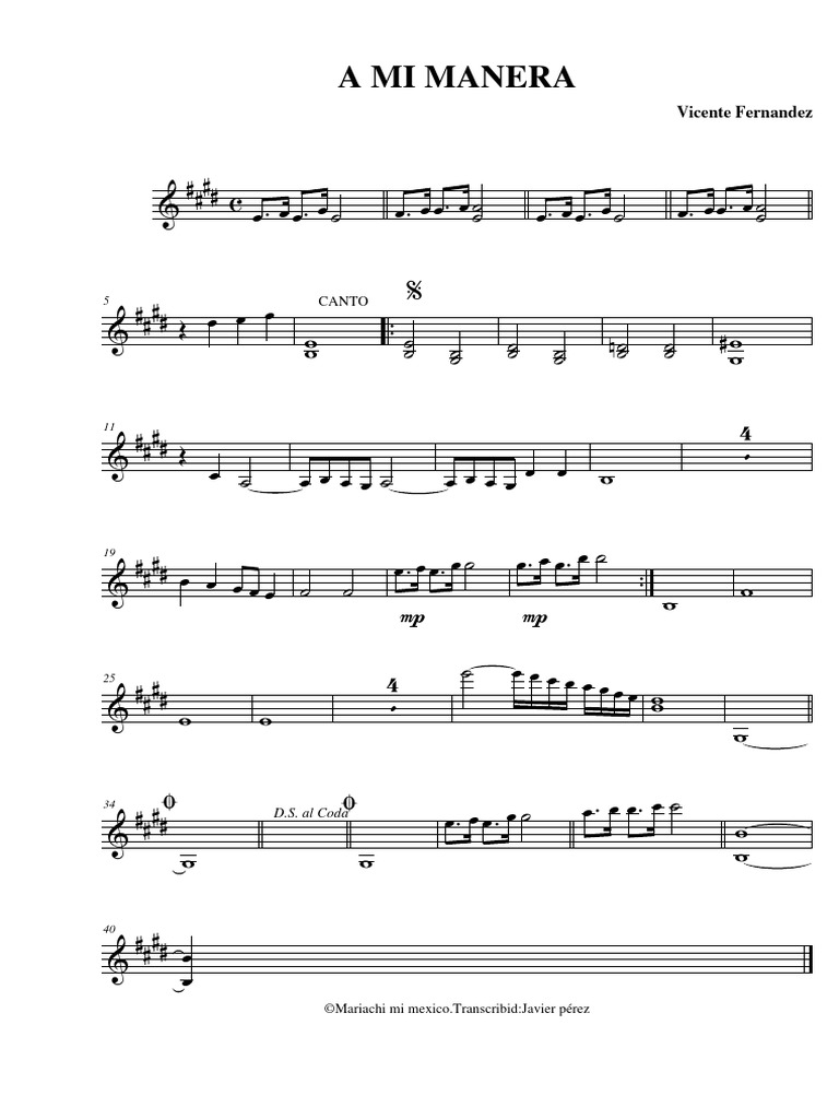 Finale 2009 - [a Mi Manera - Vicente Fernandez - Violin 3.MUS] | PDF