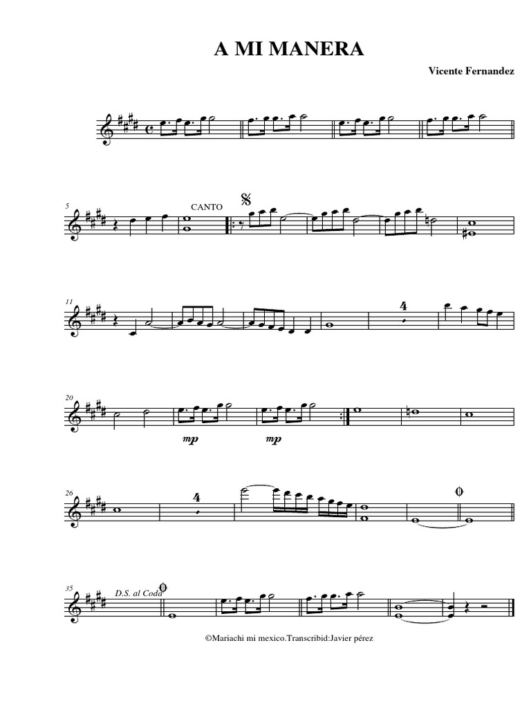 Finale 2009 - (A Mi Manera - Vicente Fernandez - Violin 1.MUS) | PDF