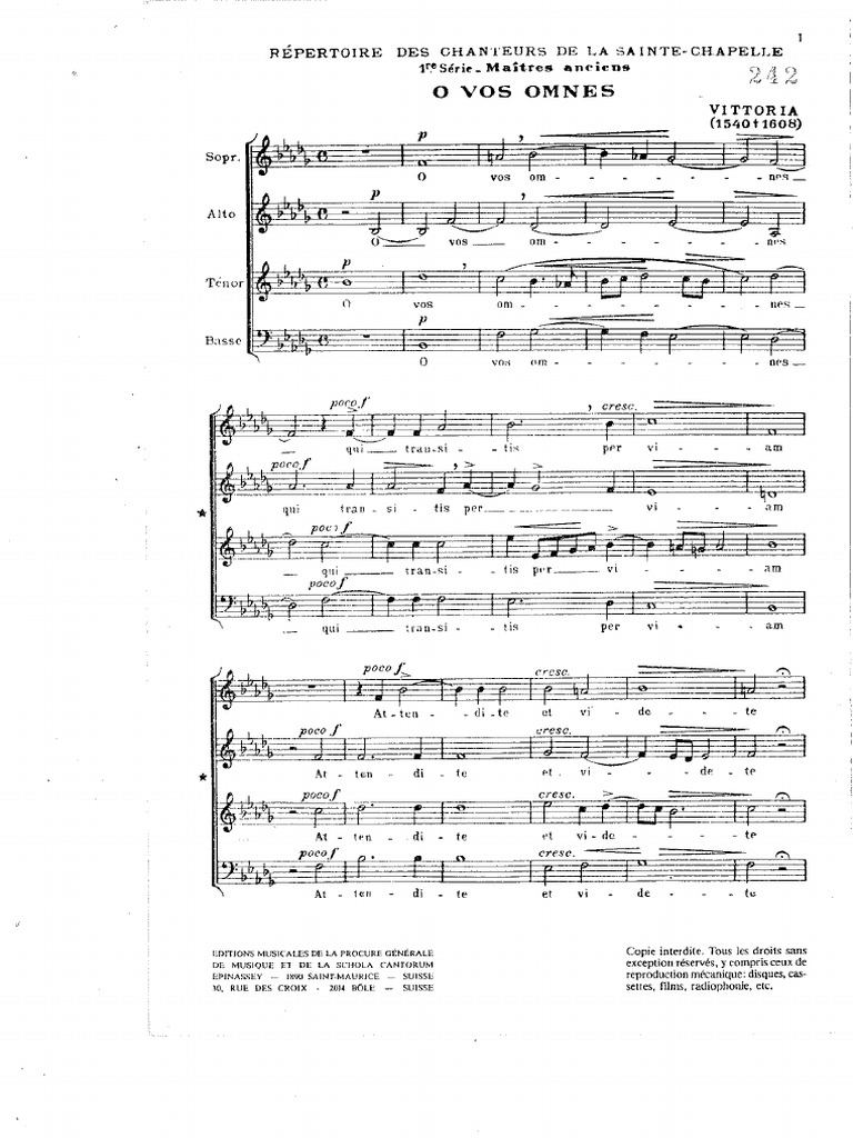 O Vos Omnes (Da Victoria) | PDF
