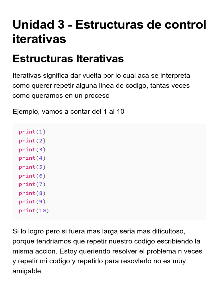 Estructuras de control iterativas en Python | PDF