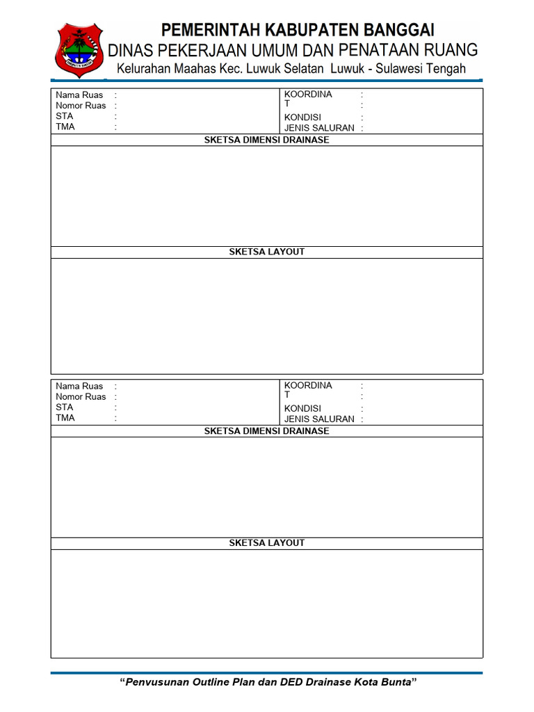 Form Survey Drainase Bunta | PDF