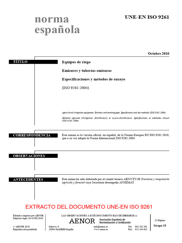 (Ex) Une-En Iso 9261 2010 | PDF | Tecnologías de gas | Plomería