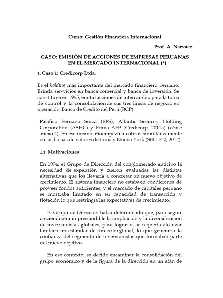GFI - Caso 1 Credicorp | PDF