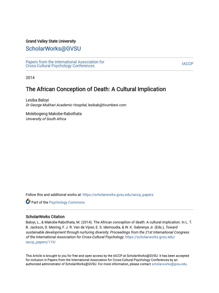 The African Conception of Death A Cultural Implication | PDF