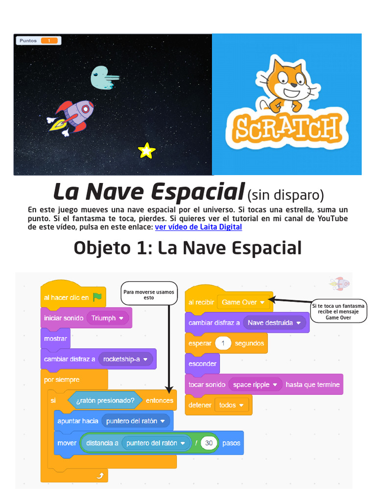 La Nave Espacial - Sin Disparo - Juegos Scratch Laita Digital | PDF