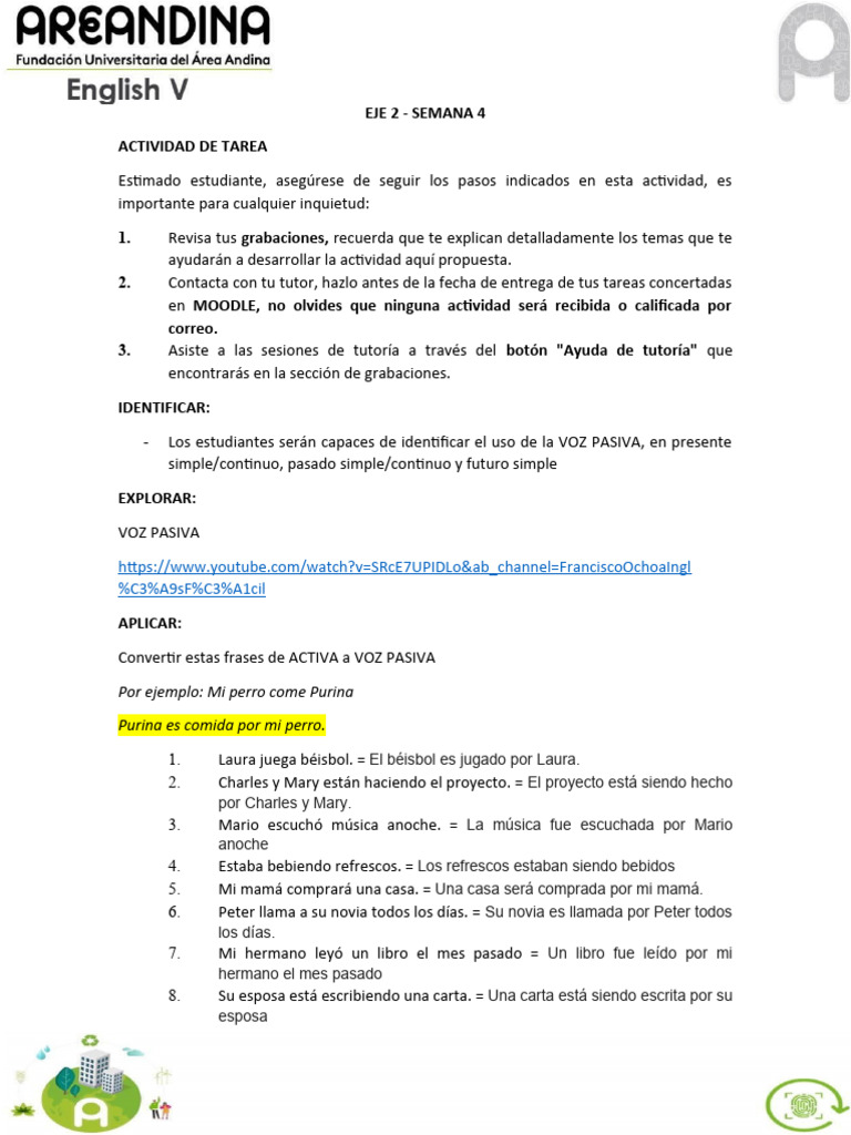 Inlges V Eje 2 - Semana 4 Español | PDF