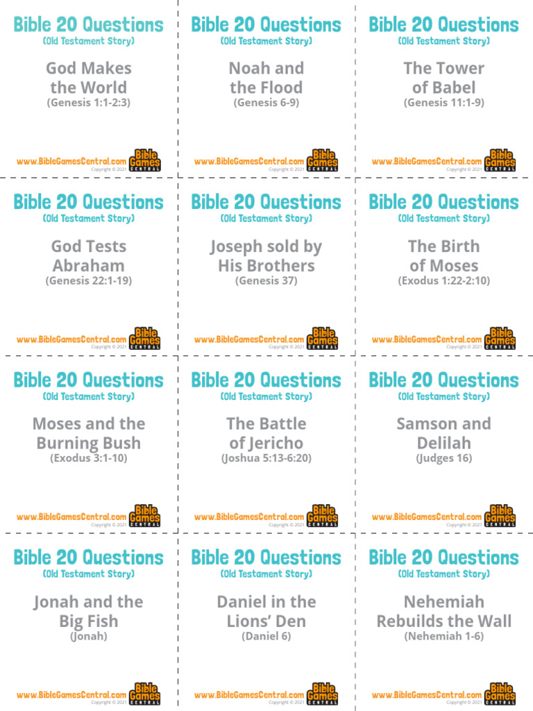 Bible 20 Questions Cards | PDF