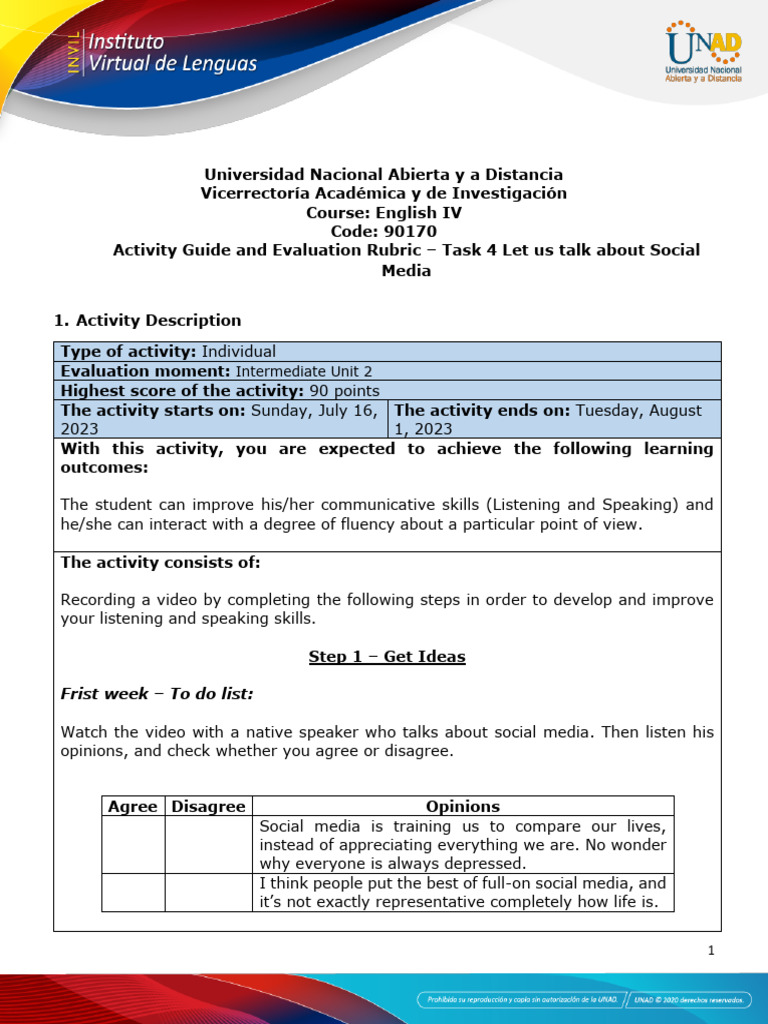 Activity Guide and Evaluation Rubric - Unit 2 - Task 4 - Let Us Talk ... Activity Guide and Evaluation Rubric - Unit 2 - Task 4 - Let Us Talk ...