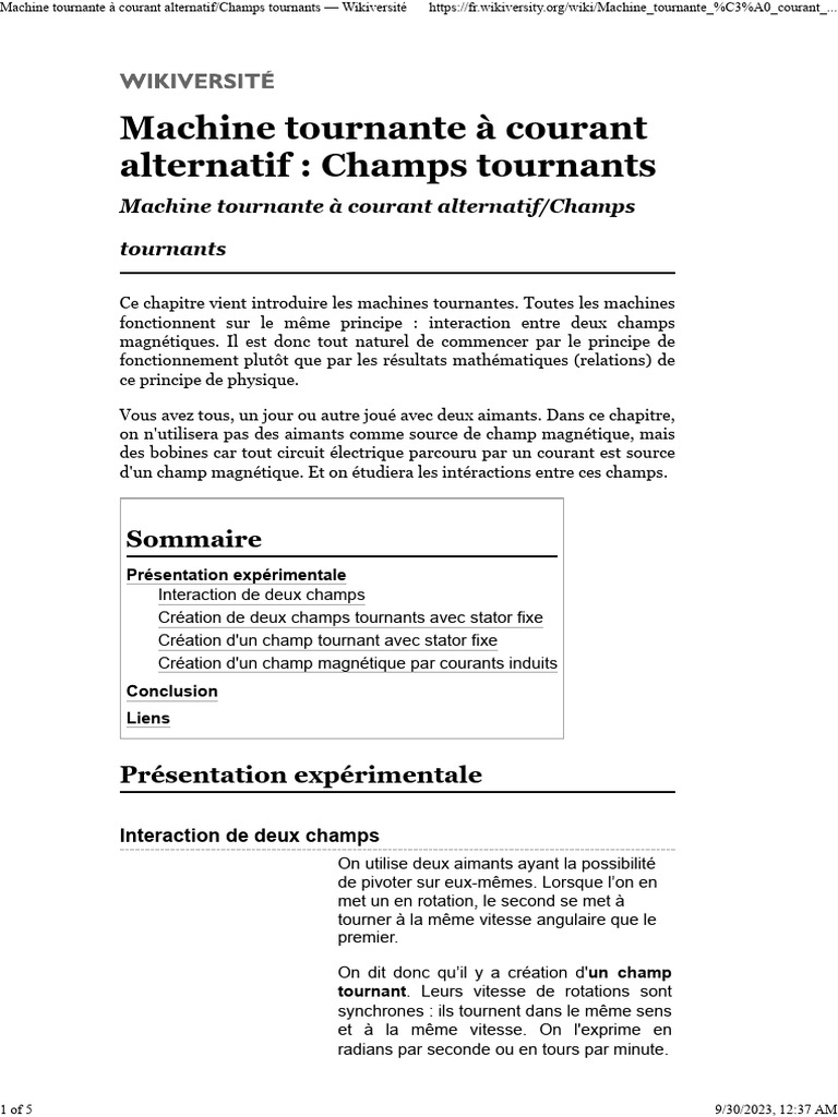 Machine Tournante À Courant Alternatif - Champs Tournants | PDF