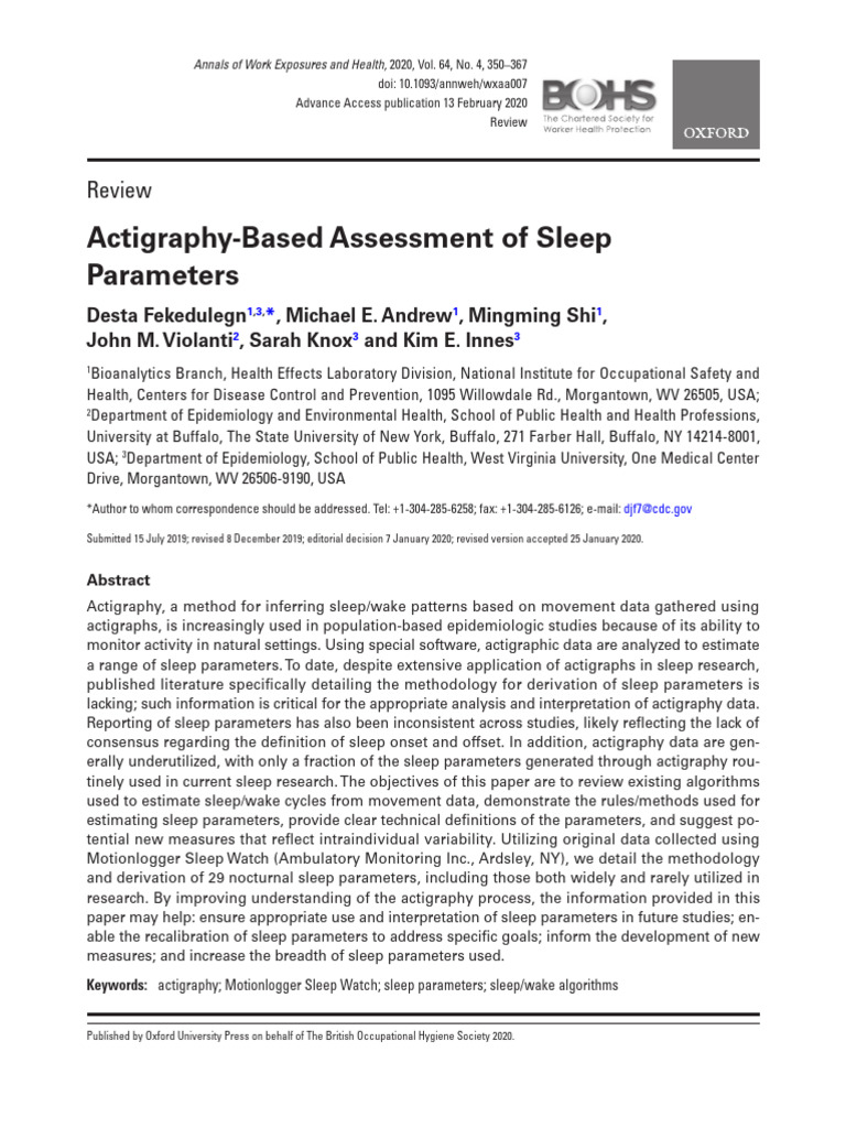 Actigraphy-Based Assessment of Sleep | PDF | Sleep | Science