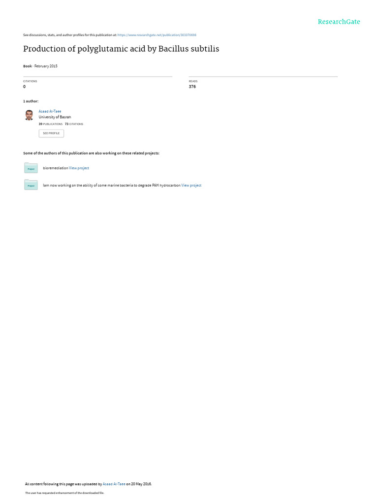 My Book Poly Glut a Mic Acid | PDF | Gene | Bacillus