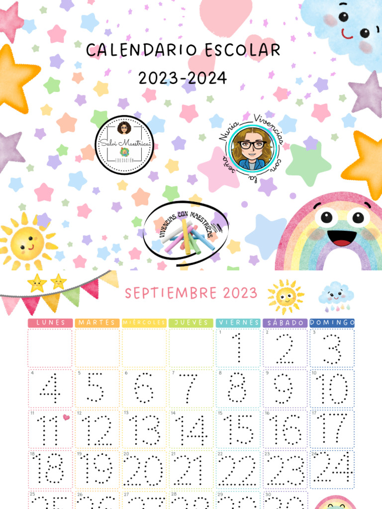 Calendario Curso Escolar 2324 Repasar A4 Vivencias Con Maestricas | PDF ...