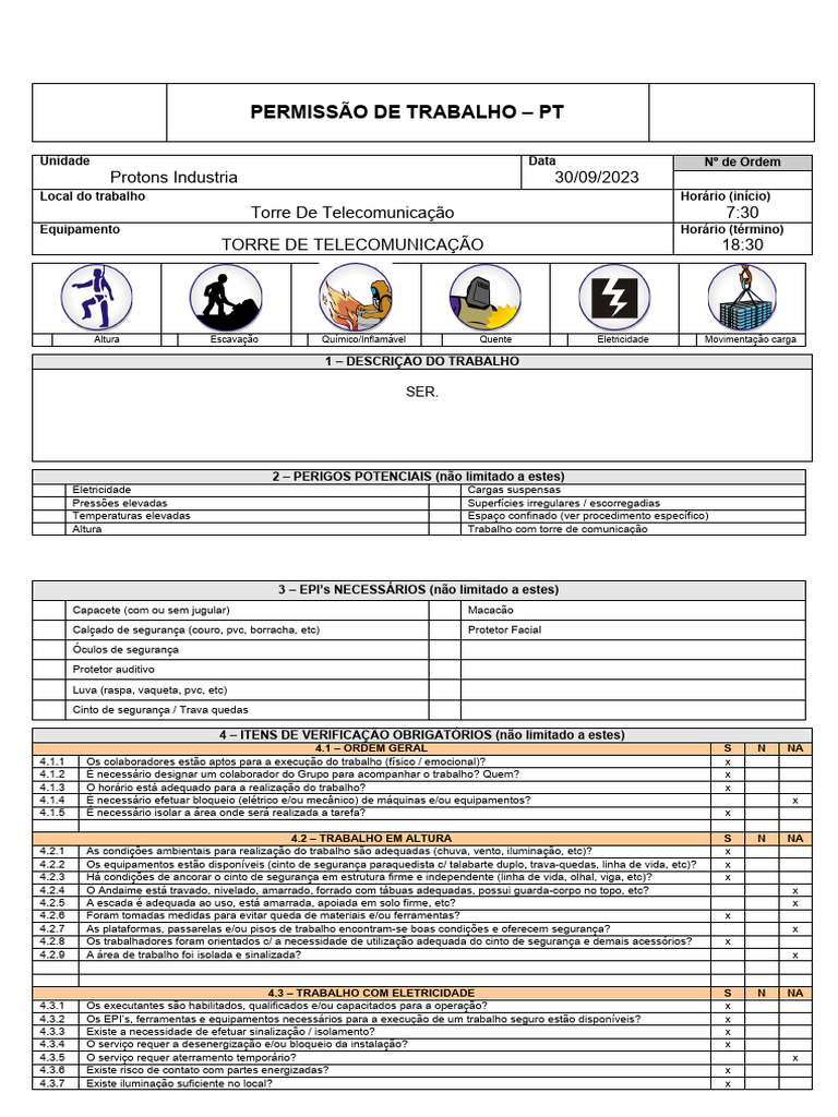 Permissão de Trabalho - Variado | PDF