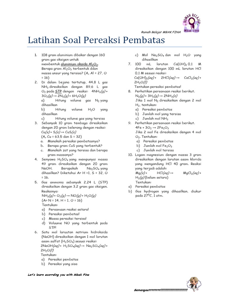 Latihan Soal Pereaksi Pembatas | PDF