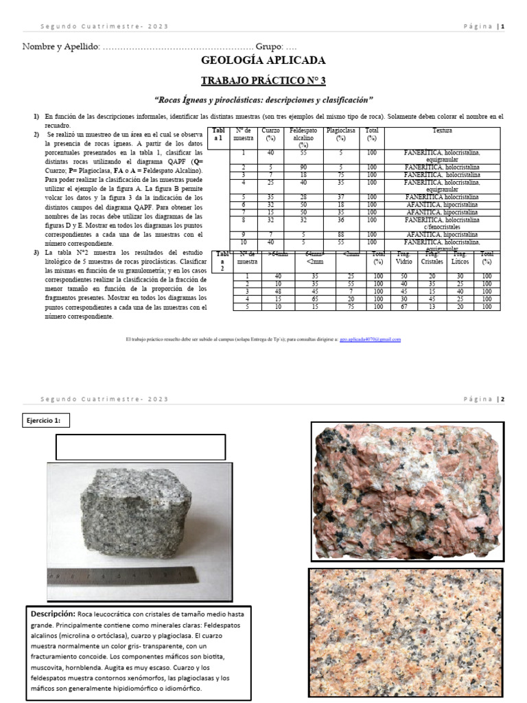 TP 3 - Rocas Igneas y Piroclasticas-2023 | PDF