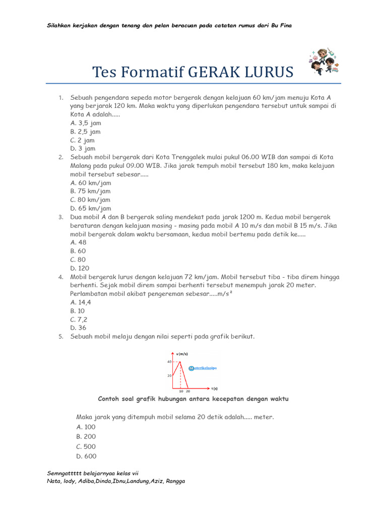 Tes Formatif GERAK LURUS | PDF