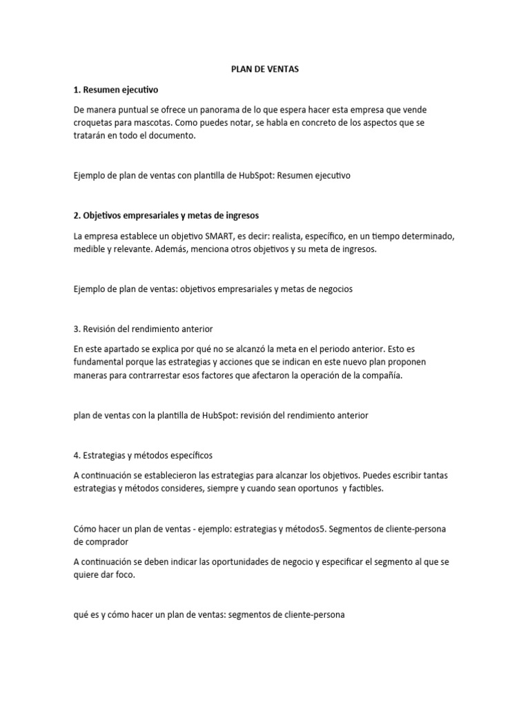 Plan De Ventas Pdf Business Economias