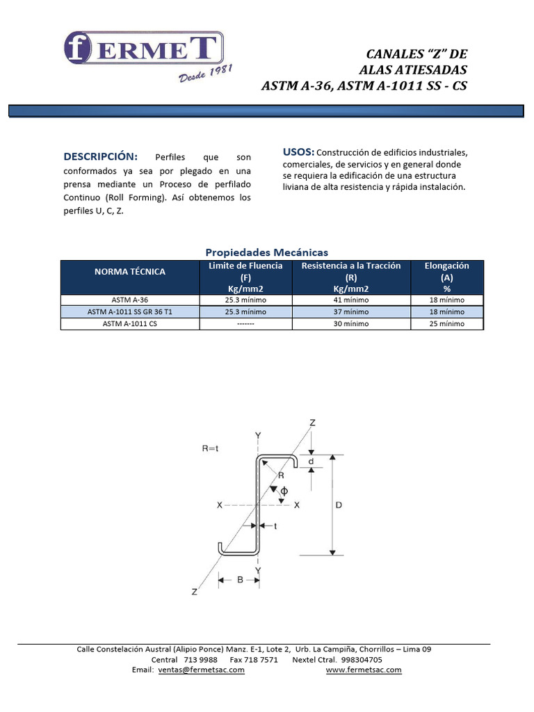 Canales Z ASTM A-36 y A-1011 | PDF
