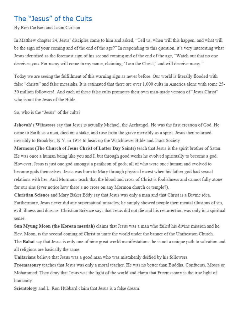 The Jesus of The Cults | PDF