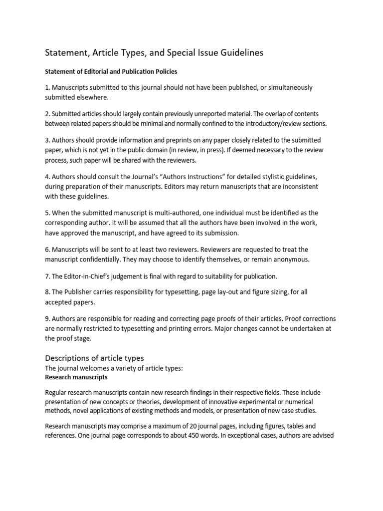 EFMC 2023 Statement Article Types and Special Issue Guidelines | PDF EFMC 2023 Statement Article Types and Special Issue Guidelines | PDF