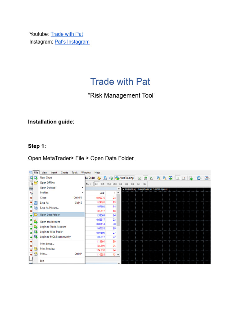 TWP Trade Manager Risk Calculator Installation | PDF