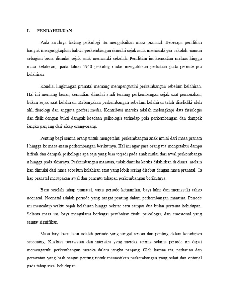 Perkembangan Pranatal dan Bayi | PDF