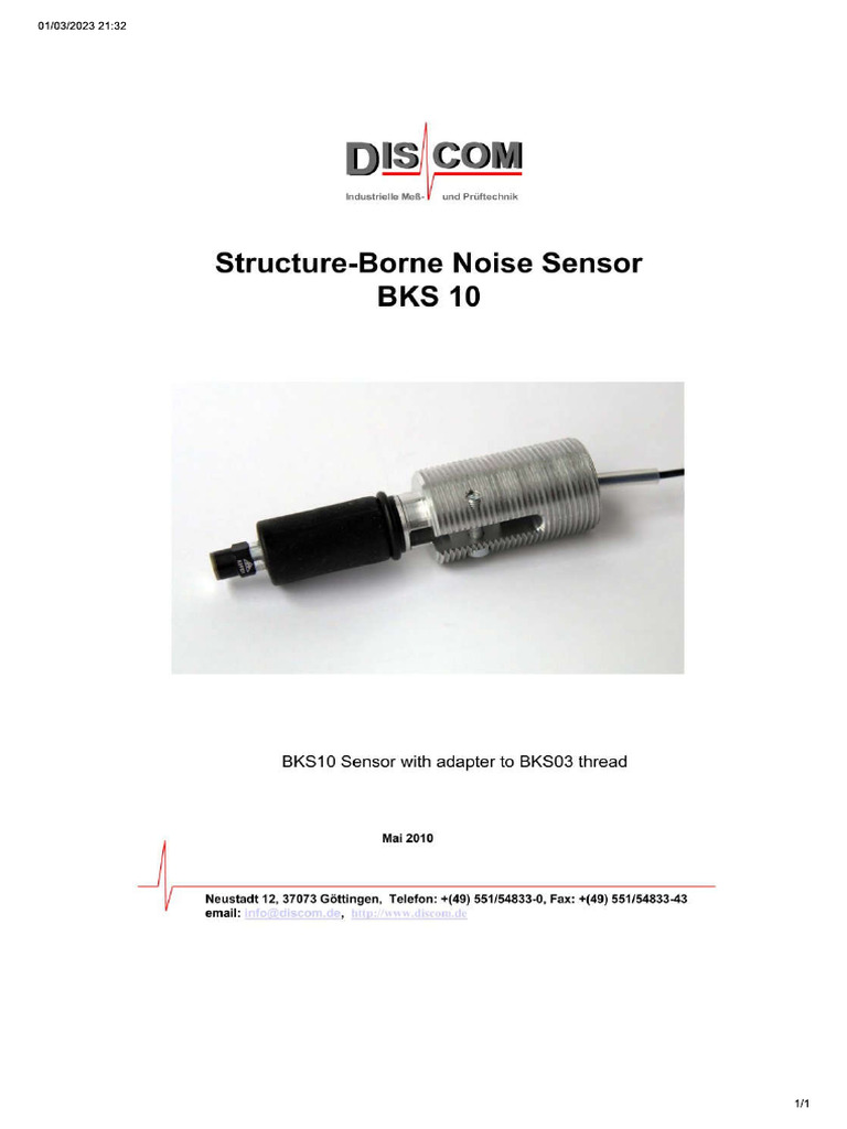 Fiche Technique Capteur de Son BKS 10 | PDF