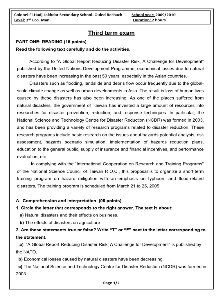 Third Term Exam 2 Ge | PDF