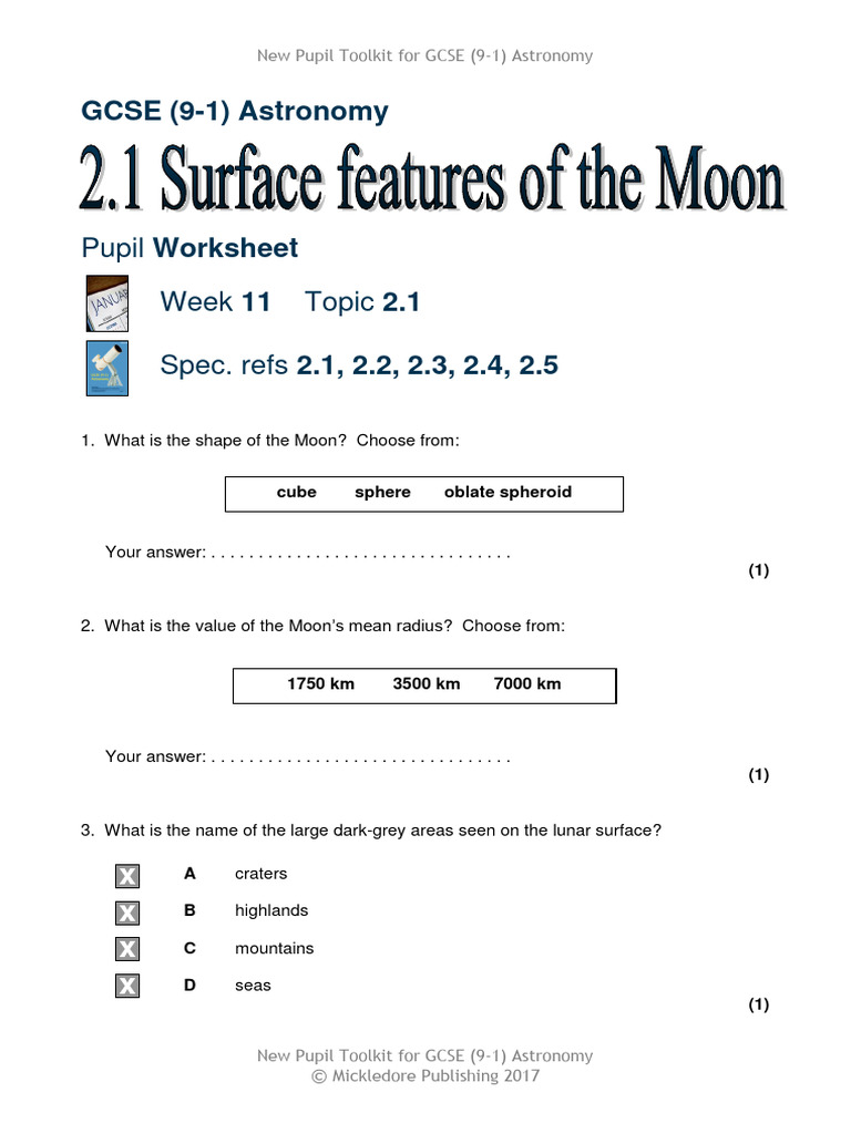 2.1 Surface Features of The Moon | PDF | Science & Mathematics