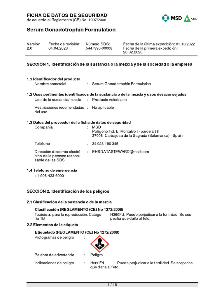 Product Safety-Data-Sheets Ah-Sds Serum Gonadotrophin Formulation AH ES ...