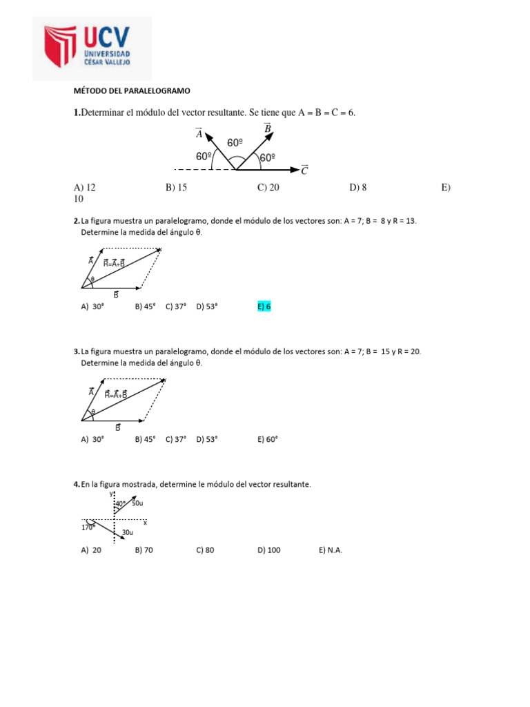 Ejercicios Vectores 2D | PDF