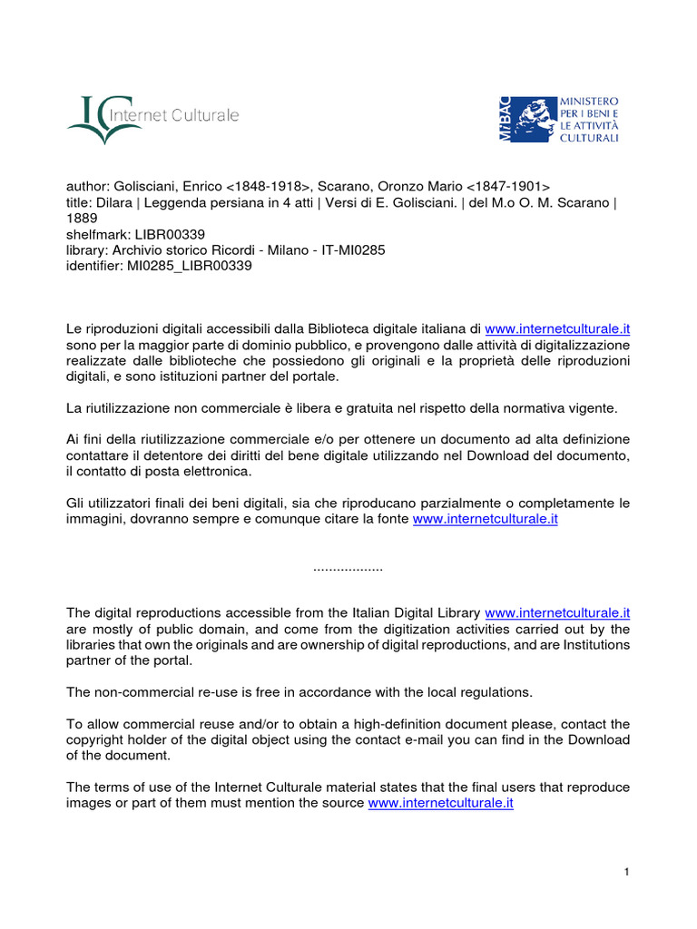 Opera Oronzo Mario Scarano - Dilara (Versione 2) | PDF