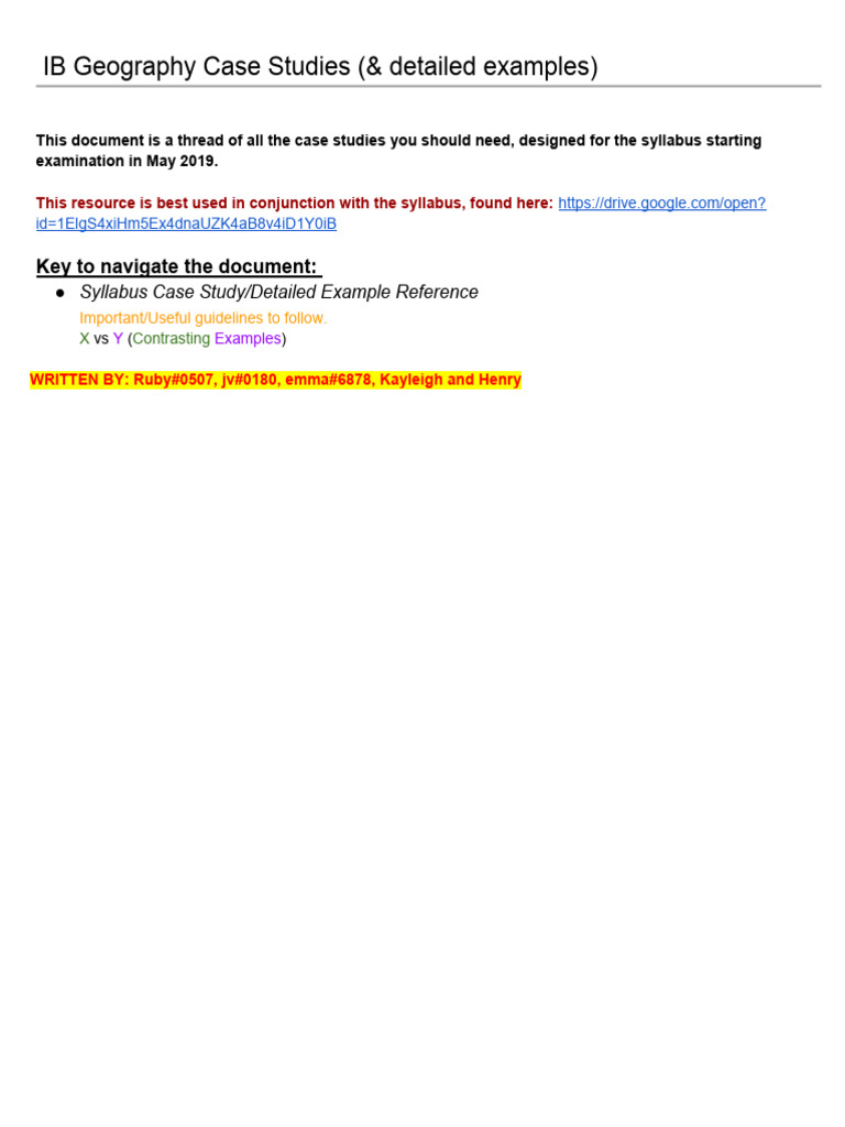 IB Geography Case Studies | PDF