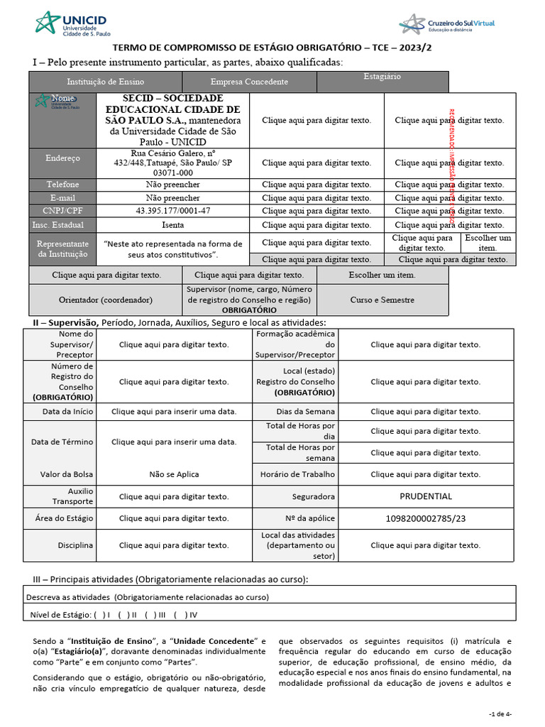 Tce Obrigatorio Unicid | PDF