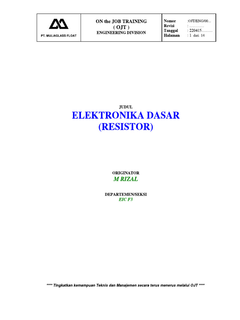 EIC Basic - 2 - Curriculum Basic Elektonika (Resisitor) | PDF | Manufactured Goods | Engineering ...