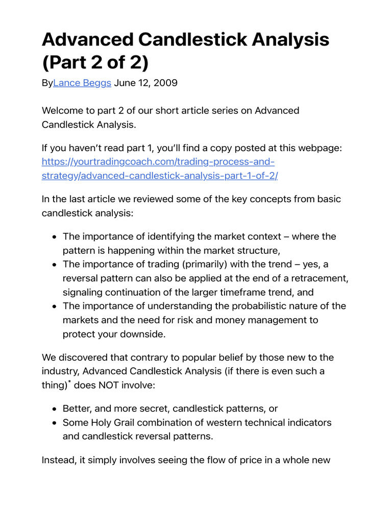 Advanced Candlestick Analysis (Part 2 of 2) – YourTradingCoach.com | PDF