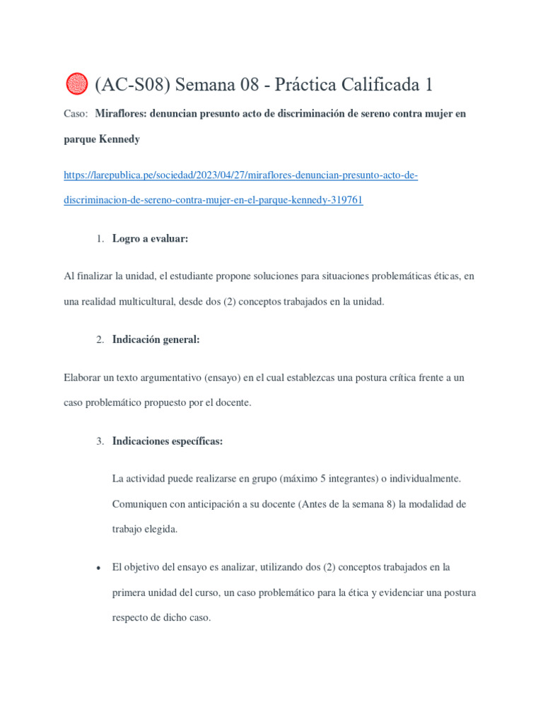 (AC-S08) Semana 08 - PC Consigna | PDF | Ensayos