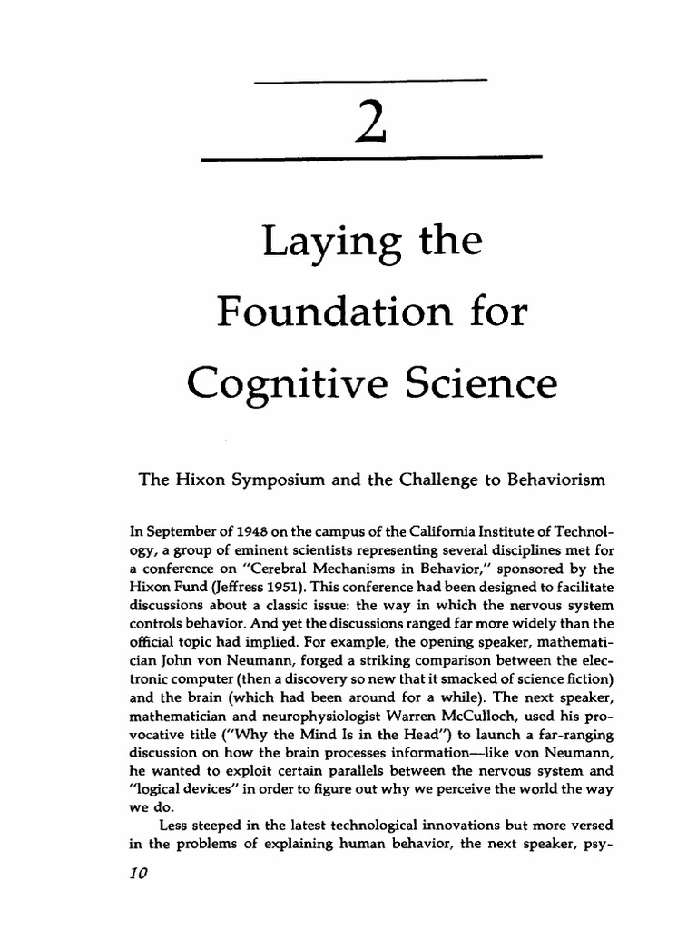 Cap 2 - Sobre o Inicio Do Cognite Science Howard Gardner - The Mind's New Science - A History of ...