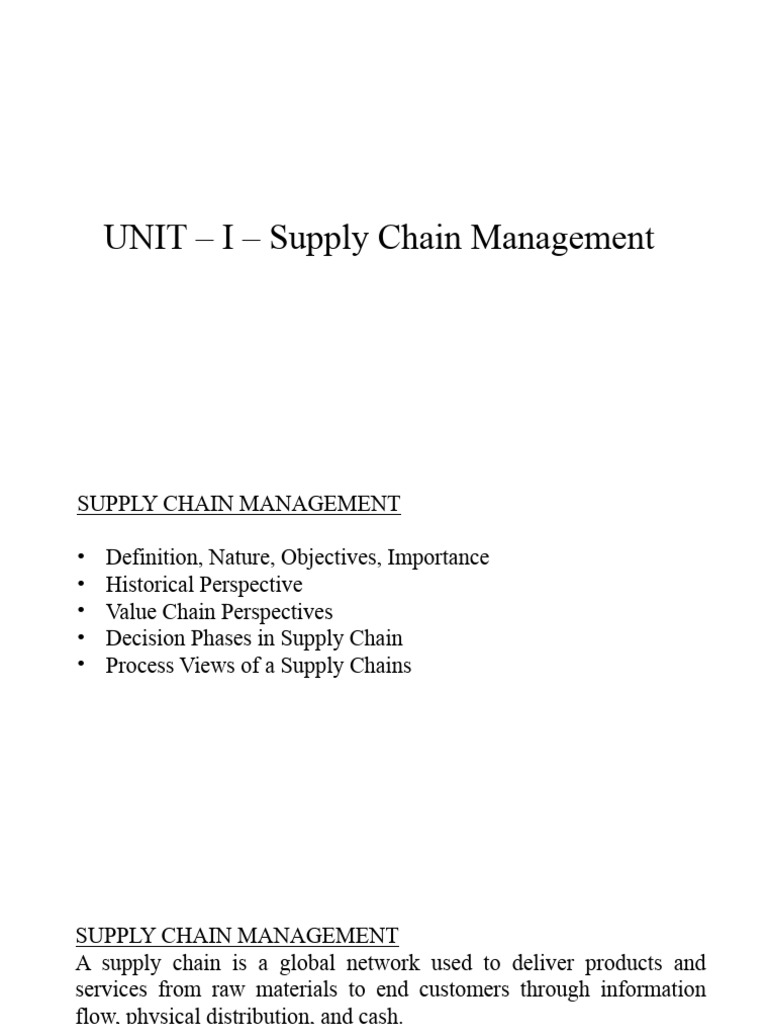 Unit-1 SCM | PDF | Supply Chain Management | Logistics