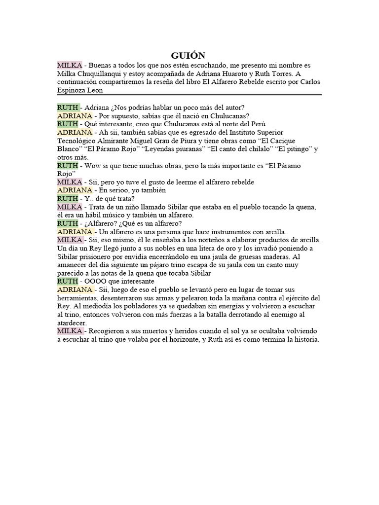 GUIÓN | PDF | Clásicos