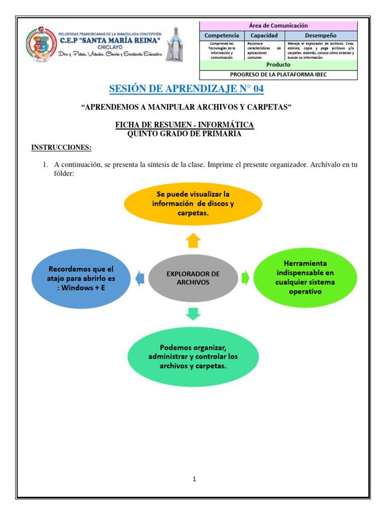 Ficha de Informatica 5to | PDF | Archivo de computadora | Ciencias de ...