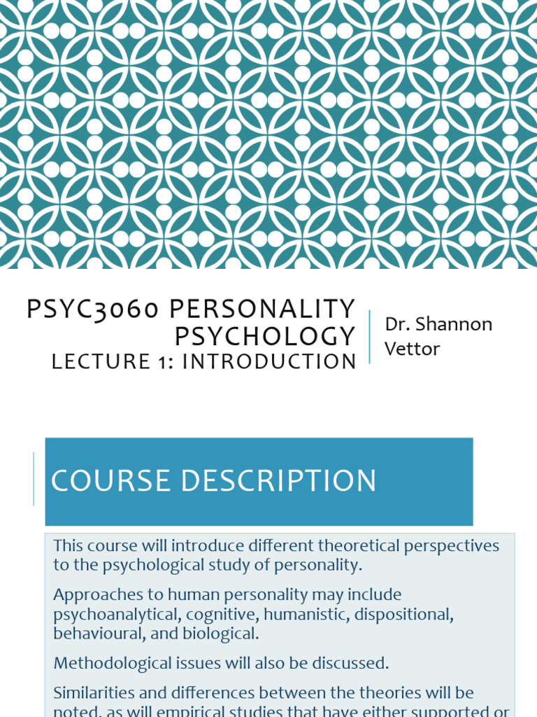 Psyc3060 Fall 2023 Lecture 1 Syllabus & Introduction To Personality ...