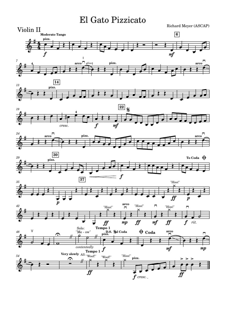 El Gato Pizzicato Violin II 2 | PDF | Music Production | Notation