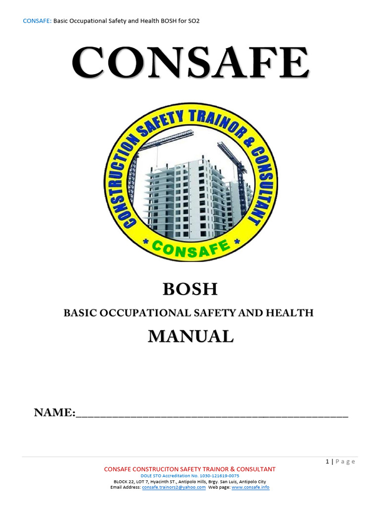 BOSH Training Manual for Safety Officers | PDF